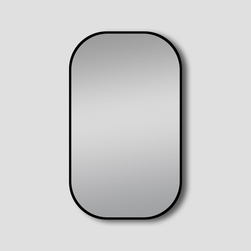 Matte Black Rounded Rectangular Framed Mirror - BatheX